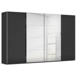 Schwebet&uuml;renschrank Rauch "Kleiderschrank Schrank Garderobe Schlafzimmerschrank SCALE-FYRA", schwarz (schwarz, glas schwarz, griffleisten chrom), B:360cm H:223cm T:68cm, Holzwerkstoff, Schr&auml;nke, Schwebet&uuml;renschrank, edle viergeteilte T&uuml;ren Spiegel/Glas-Mix viele Farben MADE IN GERMANY