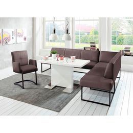 Eckbank exxpo - SOFA FASHION "Affogato, hoher Sitzkomfort, bequem", braun (schoko), B:197cm H:82cm T:265cm, Struktur: Webvelour 100% Polyester, Sitzb&auml;nke, Eckbank, Frei im Raum stellbar