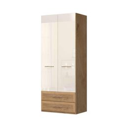 Kleiderschrank OTTO HOME "Gala, beige hochgl&auml;nzend UV lackiert, kratzfest, FSC-zertifiziert", beige (beige, pacific walnut), B:92cm H:224cm T:56cm, Holzwerkstoff, MDF, Schr&auml;nke, Kleiderschrank, hoher Schrank (224cm), in den Breiten 92 und 137cm, Made in Europe