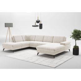Sit & More Wohnlandschaft SIT & MORE "Morris Jubi U-Form, B: 300 cm", beige (creme), B:300cm H:83cm T:202cm, 100% Polyester, Sofas, Wohnlandschaft, mit Armteilfunktion & 1 Zierkissen, optional Bettfunktion