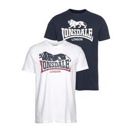 T-Shirt Lonsdale "LOSCOE", Herren, Gr. XXL (60/62), blau (wei&szlig;, marine), Single Jersey, Obermaterial: 100% Baumwolle, unifarben, schmal, Rundhals, Shirts T-Shirt, Doppelpack, Topseller