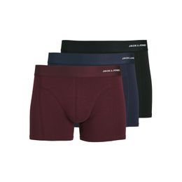 Jack & Jones Trunk JACK & JONES "JACBASIC BAMBOO TRUNKS 3 PACK NOOS", Herren, Gr. S, 3 Stk., rot (port royale), Jersey, Obermaterial: 65% Viskose, 30% Baumwolle, 5% Elasthan, unifarben, Unterhosen Trunk