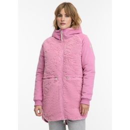 Kapuzenpl&uuml;schjacke Ragwear "LONGEDDY", Damen, Gr. XL, dusty rose, Sweatware, Obermaterial: 100% Polyester, unifarben, regular fit Po-bedeckend, B&uuml;ndchen, Jacken Kapuzenpl&uuml;schjacke