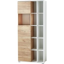Aktenschrank Germania "GW-Lioni", wei&szlig; (wei&szlig;, navarra, eiche, nachbildung), B:85cm H:197cm T:40cm, Holzwerkstoff, Schr&auml;nke, Aktenschrank, in 2 H&ouml;hen, Stauraum, Push-to-open, Breite 85 cm, Made in Germany