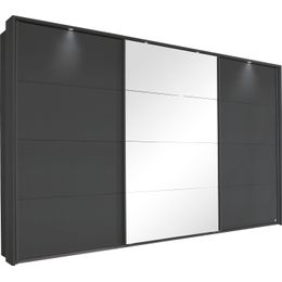 Schwebet&uuml;renschrank Rauch "Kleiderschrank Schrank Garderobe Schlafzimmerschrank TUBONA", grau (graumetallic), B:368cm H:214cm T:64cm, Holzwerkstoff, Schr&auml;nke, Schwebet&uuml;renschrank, mit umfangreicher Innenausstattung und Passepartout MADE IN GERMANY