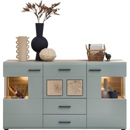 Sideboard Innostyle "FUN PLUS II", gr&uuml;n (schilfgr&uuml;n), B:170cm H:94cm T:42cm, Sideboards, Sideboard, 2 Holzt&uuml;ren, 3 Schubl&auml;den, 7 F&auml;cher, Softclose, ABS Kantenschutz