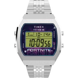 Chronograph Timex "Timex x FORTNITE Timex T80", edelstahlfarben, Armbanduhren, Herren, Chronograph, Quarzuhr, Armbanduhr,Herrenuhr,Edelstahlarmband, Stoppfunktion,digital