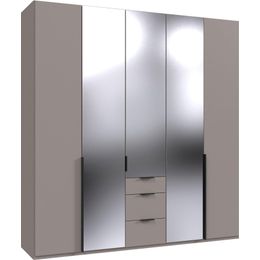 Dreht&uuml;renschrank wimex "Mugano", saharagrau, griffe schwarz, B:225cm H:236cm T:58cm, Holzwerkstoff, Schr&auml;nke, Dreht&uuml;renschrank, in vielen Breiten, 208 oder 236 cm hoch, Made in Germany