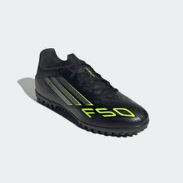 Fu&szlig;ballschuh adidas Performance "F50 CLUB KUNSTRASEN", Gr. 46, schwarz (core schwarz, iron metallic, lucid lemon), Synthetik, Schuhe Fu&szlig;ballschuh, geeignet f&uuml;r harte Untergr&uuml;nde Asche und Kunstrasen