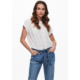 Kurzarmshirt Only "ONLSMILLA LIFE S/S TOP JRS NOOS", Damen, Gr. M (38), wei&szlig; (cloud dancer), Jersey, Obermaterial: 94% Polyester, 6% Elasthan, unifarben, regular fit normal, Rundhals, Shirts Kurzarmshirt, regular fit, modisch, Single Jersey, Materialmix, Rundhals