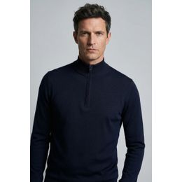 Troyer OLYMP, Herren, Gr. S, blau (marine), Strick, Obermaterial: 100% Schurwolle, regular fit normal, Rippb&uuml;ndchen, Pullover Troyer, mit Stehkragen, regular fit