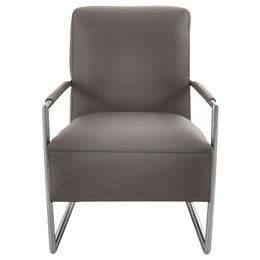 K+w Komfort & Wohnen Cocktailsessel K+W KOMFORT & WOHNEN, braun (sattel), B:62cm H:77cm T:83cm, Sessel, Cocktailsessel, mit bezogenen Armlehnen, Gestell in Metall Edelstahloptik