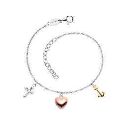 Silberarmband Engelsrufer "Glaube Liebe & Hoffnung Tricolor", rosa (silberfarben, gelbgoldfarben, ros&eacute;goldfarben), Armb&auml;nder, Damen, 20cm, Silber 925 (Sterlingsilber), Silberarmband
