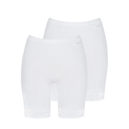 Lange Unterhose Mey "Lights", Damen, Gr. 46, wei&szlig;, Single Jersey, Obermaterial: 55% Baumwolle, 40% Viskose, 5% Elasthan, unifarben, k&ouml;rpernah, Unterhosen Lange Unterhose, mit Spitze, Taillensitz, flacher Bund, kein Einschneiden