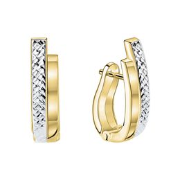 Paar Creolen Firetti "Schmuck Geschenk Gold 375 Ohrschmuck Creole", gold (gelbgoldfarben, wei&szlig;goldfarben), Ohrringe, Damen, 12mm, Gelbgold 375, Paar Creolen