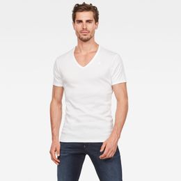 G-Star Raw T-Shirt G-STAR "Base V 2-Pack", Herren, Gr. XL, wei&szlig;, Jersey, Obermaterial: 100% Baumwolle, unifarben, Basic, slim fit normal, V-Ausschnitt, Shirts T-Shirt, im 2er-Pack