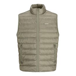 Jack & Jones Steppweste JACK & JONES "JJLOUIS LIGHT BODYWARMER COLLAR", Herren, Gr. XS, vetiver, Web, Obermaterial: 100% Polyester, unifarben, regular fit normal, Westen Steppweste