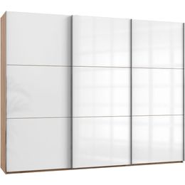 Schwebet&uuml;renschrank wimex "Level by fresh to go", braun (plankeneichefarben, wei&szlig;glas), B:300cm H:236cm T:65cm, Schr&auml;nke, Schwebet&uuml;renschrank, mit Glast&uuml;ren