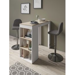 Bargruppe ByLiving "Essgruppe Casino 01, Moby", grau (anthrazit, artisan eiche, chromfarben), B:110cm H:102cm T:52,5cm, FSC-zertifizierter Holzwerkstoff, Metall, Stoff, Sitzm&ouml;bel-Sets, Bargruppe, Barhocker h&ouml;henverstellbar