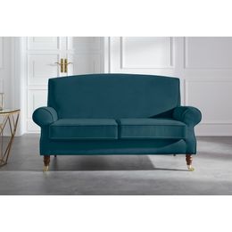 2-Sitzer Home Affaire "Rennes", blau (petrol), B:160cm H:90cm T:93cm, Samtoptik (100% Polyester);Baumwollmix (50% Baumwolle, 50% Polyester), Sofas, 2-Sitzer, in Samtoptik oder Baumwoll-Mix