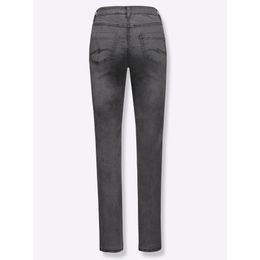 5-Pocket-Jeans Casual Looks, Damen, Gr. 50, Normalgr&ouml;&szlig;en, grau (grau denim), 81% Baumwolle, 17% Polyester, 2% Elasthan, unifarben, lang, Jeans 5-Pocket-Jeans