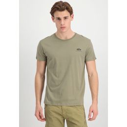 Rundhalsshirt Alpha Industries "Backprint T", Herren, Gr. S, gr&uuml;n (olive), Single Jersey, Obermaterial: 100% Baumwolle, bedruckt, regular fit normal, Rundhals, Shirts Rundhalsshirt