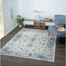 Teppich "My Heriz", braun (beige, blau, grau), B:160cm H:8mm L:230cm, Polyester, MyFlair M&Ouml;BEL & ACCESSOIRES, Teppiche, Teppich, Kurzflor, klassisches Orient Design, besonders weich durch Microfaser