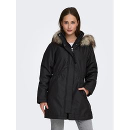 Parka Only "ONLMATHILDA WINTER FUR PARKA OTW", Damen, Gr. M, schwarz detail:nature fur, Web, Obermaterial: 100% Polyester, unifarben, Basic ca. Mitte Oberschenkel, Windstopperb&uuml;ndchen, Jacken Parka