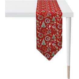 Tischband Apelt "9528 WINTERWELT, Weihnachtsdeko, Weihnachten", bunt (rot, gr&uuml;n, bunt), B:32cm L:175cm, Baumwolle, Polyester, Tischdecken, Tischband, Digitaldruck