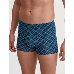 Boxershorts Calida "Cotton Code Design", Herren, Gr. M (50), nordic, Single Jersey, Obermaterial: 94% Baumwolle, 6% Elasthan, eng, Unterhosen Boxershorts, breiter Bund, gemustert, eng, bequem, mit Logodruck, Baumwollmix