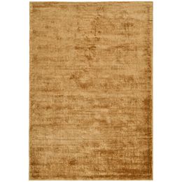 Teppich Tom Tailor HOME "Shine uni", gelb (ocher), B:65cm H:8mm L:135cm, Viskose, Teppiche, Teppich, Handweb Teppich, 100% Viskose, handgewebt, mit elegantem Schimmer