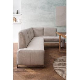 Eckbank exxpo - SOFA FASHION "Intenso, viele Bezugsstoffe Cord, Leder, Struktur 244/157 cm (B/T)", beige, B:244cm H:91cm T:157cm, NaturLeder;Strukturstoff (Zusammensetzung: Polyester 100%);Luxus-Microfaser (Zusammensetzung: Aufgeflockte 100% Polyester Schicht mit Pr&auml;gung);Cord (Zusammensetzung: Polyester 100%), Sitzb&auml;nke, Eckbank, hohe Bodenfreiheit, frei im Raum stellbar, hoher Sitzkomfort