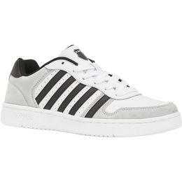 Sneaker K-Swiss "Court Palisades", Herren, Gr. 42, schwarz (wei&szlig;, grau, schwarz), Leder, Schuhe Sneaker