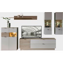 Wohnwand Innostyle "Ina Wohnwand, 340x200x44 cm (B/H/T)", cashmere, riva eiche, ABS-Kunststoff, Glas, Holzwerkstoff, MDF, Metall, Kastenm&ouml;bel-Sets, Wohnwand
