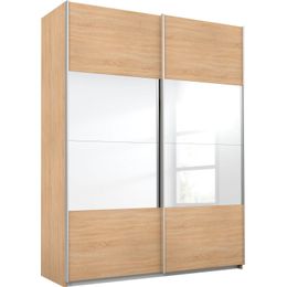 Schwebet&uuml;renschrank Rauch "Quadra", braun (struktureichefarben hell, spiegel), B:181cm H:230cm T:62cm, Holzwerkstoff, Schr&auml;nke, Schwebet&uuml;renschrank, mit Spiegelelementen