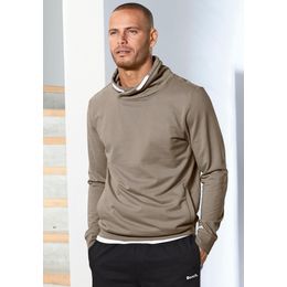 Sweatshirt BENCH. LOUNGEWEAR, Herren, Gr. 3XL (64/66), grau (taupe), angeraute Sweatware, Obermaterial: 60% Baumwolle, 40% Polyester, unifarben, bequem normal, Rundhals, angesetztes B&uuml;ndchen, Sweatshirts Sweatshirt, mit gro&szlig;em Stehkragen aus einer Baumwollmischung