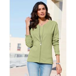 Shirtjacke Inspirationen "Shirtjacke", Damen, Gr. 40, gr&uuml;n (lindgr&uuml;n), 95% Baumwolle, 5% Elasthan, unifarben, Rundhals, Shirts Shirtjacke