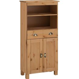 Midischrank Home Affaire "Oslo", beige (natur gebeizt, gewachst), B:60cm H:125cm T:30cm, Massivholz, Schr&auml;nke, Midischrank