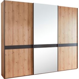Schwebet&uuml;renschrank Wiemann "Rialto", grau (bianco, eiche, nachbildung, graphit, kristallspiegel), B:278,9cm H:236cm T:67cm, Schr&auml;nke, Schwebet&uuml;renschrank, hochwertige Dekorfront mit Spiegelt&uuml;r