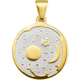 Kettenanh&auml;nger Firetti "Schmuck Geschenk Gold 585 Halsschmuck Himmel Sonne Mond Sterne", silber (gelbgoldfarben, silberfarben), Schmuckanh&auml;nger, Damen, Gelbgold 585, 1,34 g, Kettenanh&auml;nger