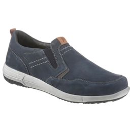 Slipper Josef Seibel "Enrico 04", Herren, Gr. 45, blau (navy), Nubukleder, Schuhe Slipper, Komfortschuh, Schlupfschuh mit dezenten Kontrastdetails