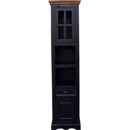 Badkommode Sit, schwarz (schwarz, honigfarbig), B:44cm H:188cm T:35cm, MDF, Massivholz, Sideboards, Badkommode, Shabby Chic, Vintage