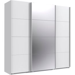 Schwebet&uuml;renschrank wimex "Norderstedt", wei&szlig; (wei&szlig;, spiegel), B:225cm H:236cm T:64cm, Holzwerkstoff, Schr&auml;nke, Schwebet&uuml;renschrank, INKLUSIVE 2 Stoffboxen und 2 zus&auml;tzliche Einlegeb&ouml;den, mit Spiegel