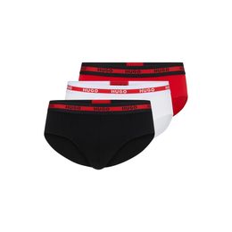 Slip HUGO UNDERWEAR, Herren, Gr. XXL (56), 3 Stk., rot (hellrot, wei&szlig;, schwarz), Jersey, Obermaterial: 95% Baumwolle, 5% Elasthan, kontrastfarbene Details, unifarben, eng, Unterhosen Slip, mit Kontraststreifen und Logoschriftz&uuml;gen auf dem Bund
