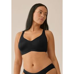 Minimizer-BH Naturana "The Thursday", Damen, Gr. 75, Cup B, schwarz, Obermaterial: 76% Polyamid, 24% Elasthan, unifarben, BHs Minimizer-BH, ohne B&uuml;gel, breite Tr&auml;ger, basic, bequem, weich, Entlastungstr&auml;ger