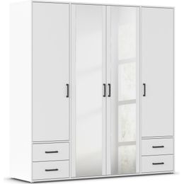 Dreht&uuml;renschrank Rauch "Kleiderschrank Schrank Garderobe W&auml;scheschrank VOYAGER", wei&szlig; (alpinwei&szlig;), B:187cm H:194cm T:53cm, Holzwerkstoff, Schr&auml;nke, Dreht&uuml;renschrank, mit modernen Griffen in Graumetallic, inkl. Schubk&auml;sten und Spiegel