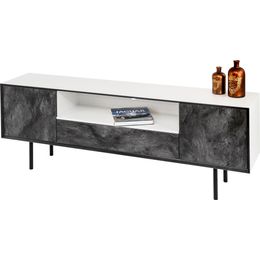 Sideboard PAROLI "Susa", schwarz-wei&szlig; (wei&szlig;, schiefer), B:165cm H:60cm T:34cm, Sideboards, Sideboard, Breite 165 cm, 2 T&uuml;ren