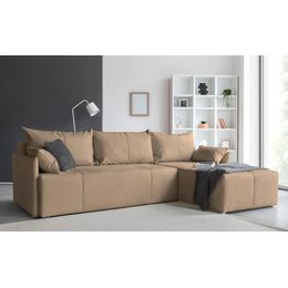 Ecksofa Collection AB, beige (sand), B:263cm H:84cm T:165cm, 100% Polyester, Sofas, Ecksofa