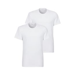 Rundhalsshirt BOSS "TShirtRN 2P Comfort", Herren, Gr. XXL (56), wei&szlig; (wei&szlig;100), Single Jersey, Obermaterial: 100% Baumwolle, unifarben, Basic, Rundhals, eingefasste Kante, Shirts Rundhalsshirt, mit Ton-in-Ton BOSS Logo-Schriftzug