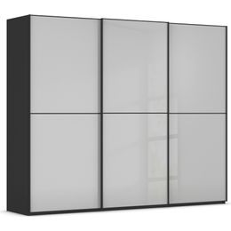 Schwebet&uuml;renschrank Rauch "Kleiderschrank Schrank Garderobe Schlafzimmerschrank SCALE-DUO", grau (schwarz, glas seidengrau, griffleisten schwarz), B:271cm H:223cm T:68cm, Holzwerkstoff, Schr&auml;nke, Schwebet&uuml;renschrank, edle zweigeteilte T&uuml;ren Glas-Front mit 3 Zierleisten MADE IN GERMANY